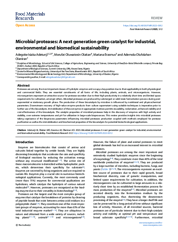 (PDF) Microbial proteases: A next generation green catalyst for ...
