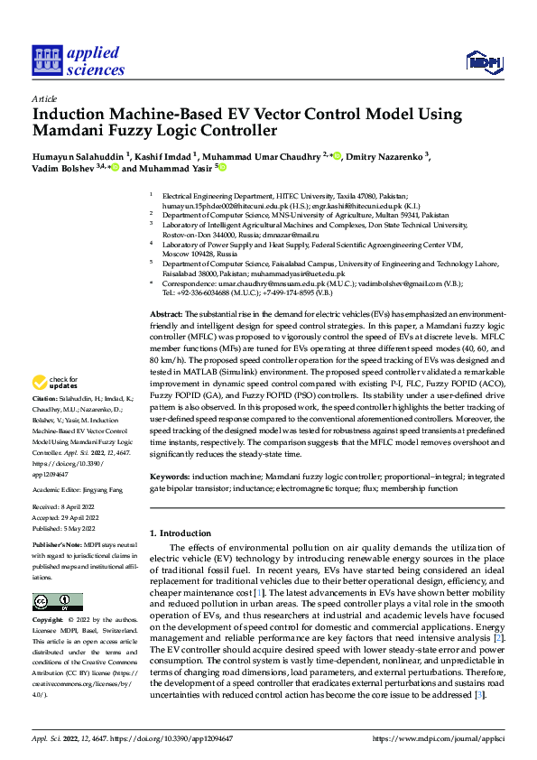 Pdf Induction Machine Based Ev Vector Control Model Using Mamdani 3915