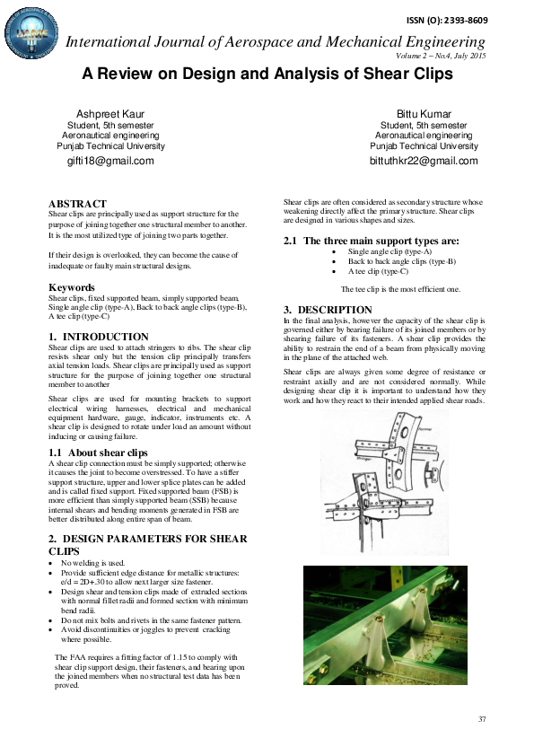 (PDF) A Review on Design and Analysis of Shear Clips