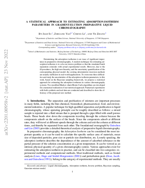 (PDF) A Statistical Approach to Estimating Adsorption-Isotherm Parameters in Gradient-Elution ...