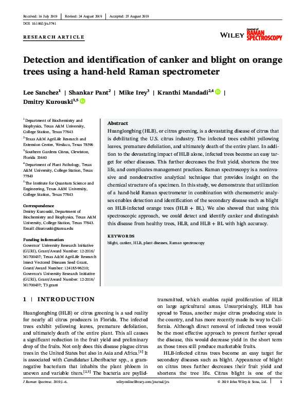 (PDF) Detection and identification of canker and blight on orange trees ...