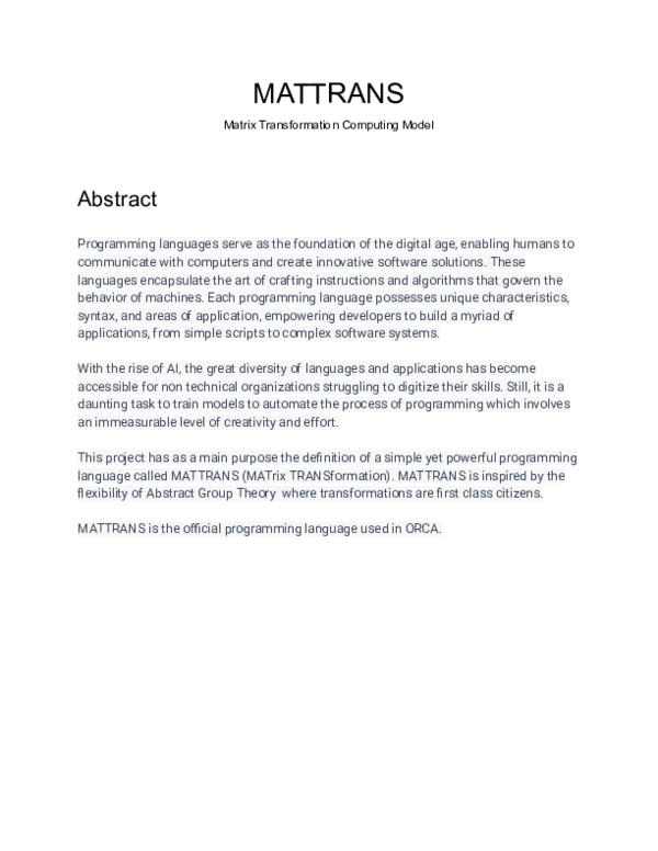 (PDF) MATTRANS. Matrix Transformation Computing Model | Samuel Ferrer Colás - Academia.edu