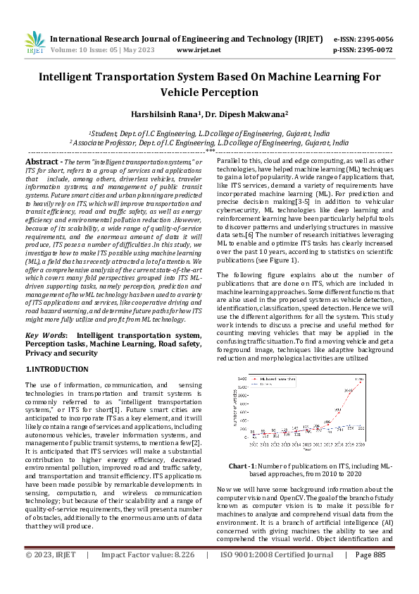 Pdf Intelligent Transportation System Based On Machine Learning For Vehicle Perception