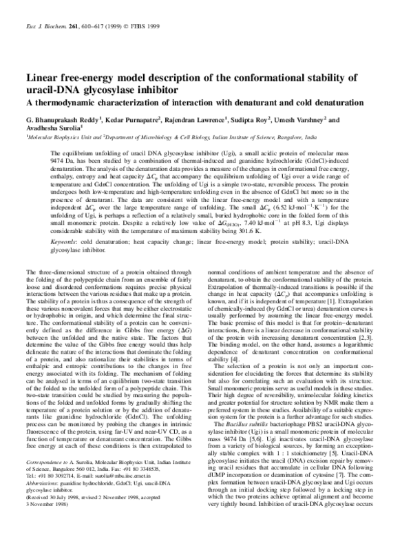 (PDF) Linear free-energy model description of the conformational ...