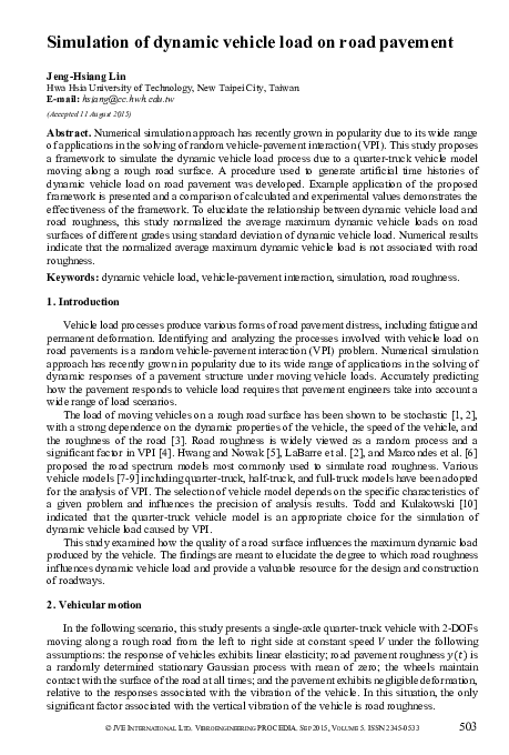 (PDF) Simulation of dynamic vehicle load on road pavement