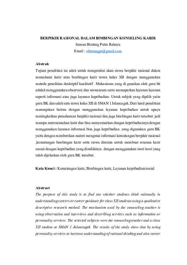 (PDF) Latihan menulis artikel. BERPIKIR RASIONAL DALAM BIMBINGAN ...