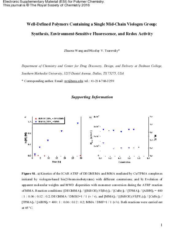 (PDF) Well-defined polymers containing a single mid-chain viologen ...