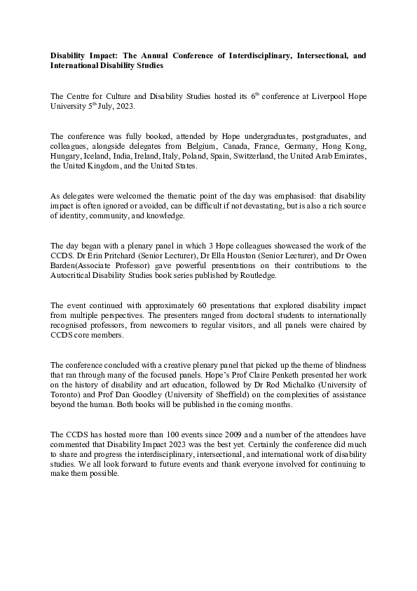 (DOC) Disability Impact 2023 Summary