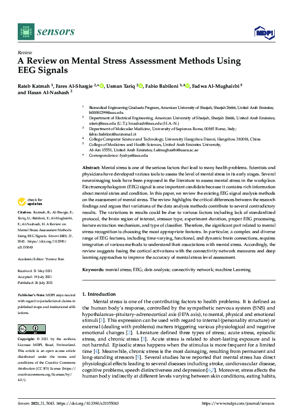 (PDF) A Review on Mental Stress Assessment Methods Using EEG Signals ...