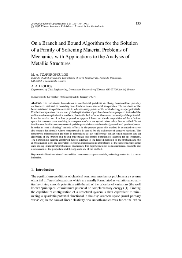 (PDF) On a Branch and Bound Algorithm for the Solution of a Family of Softening Material ...