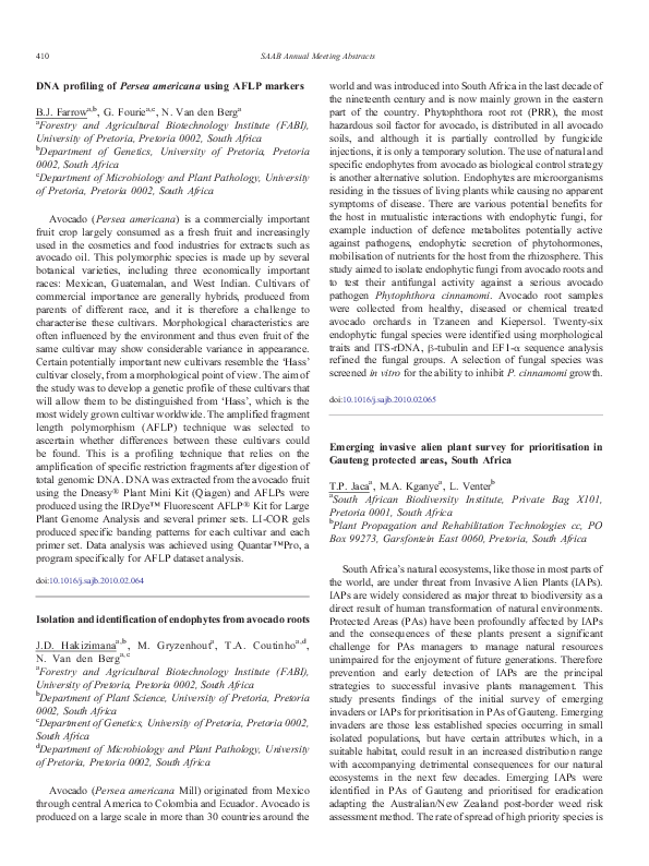 (PDF) Emerging invasive alien plant survey for prioritisation in Gauteng protected areas, South ...
