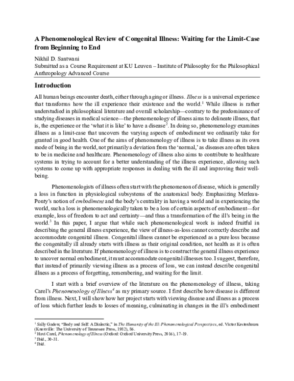 (PDF) A Phenomenological Review of Congenital Illness: Waiting for the ...
