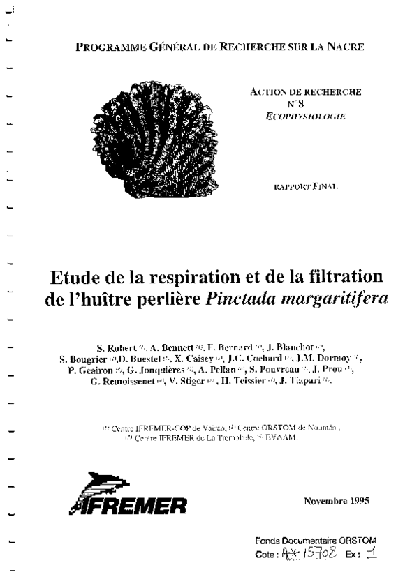 (PDF) Etude de la respiration et de la filtration de l'huître perlière ...