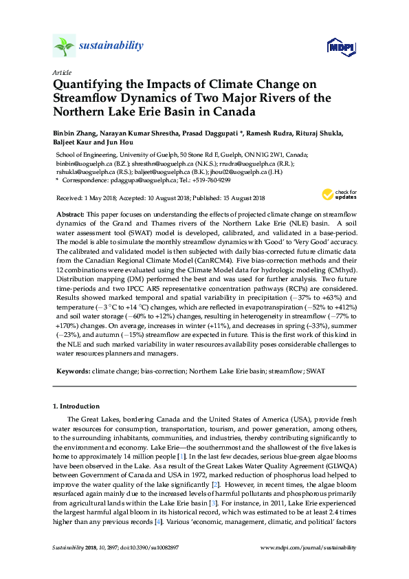 (PDF) Quantifying the Impacts of Climate Change on Streamflow Dynamics of Two Major Rivers of ...