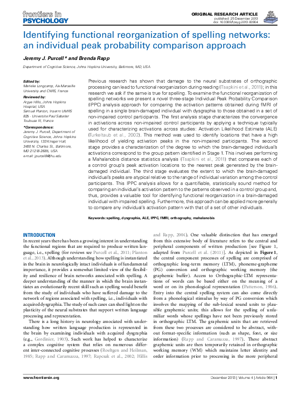 (PDF) Identifying functional reorganization of spelling networks: an ...