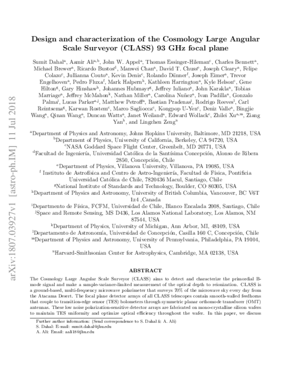 Pdf Design And Characterization Of The Cosmology Large Angular Scale