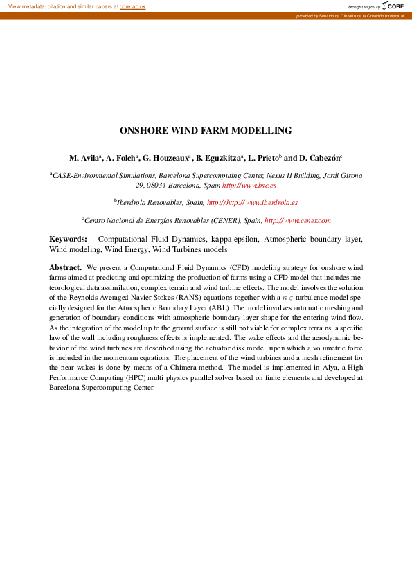 (PDF) Onshore Wind Farm Modelling