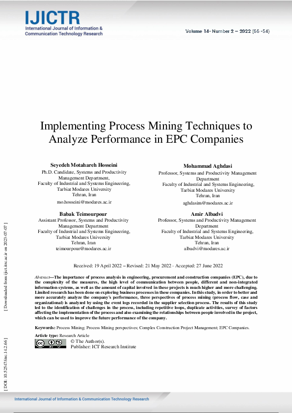 (PDF) Implementing Process Mining Techniques to Analyze Performance in ...