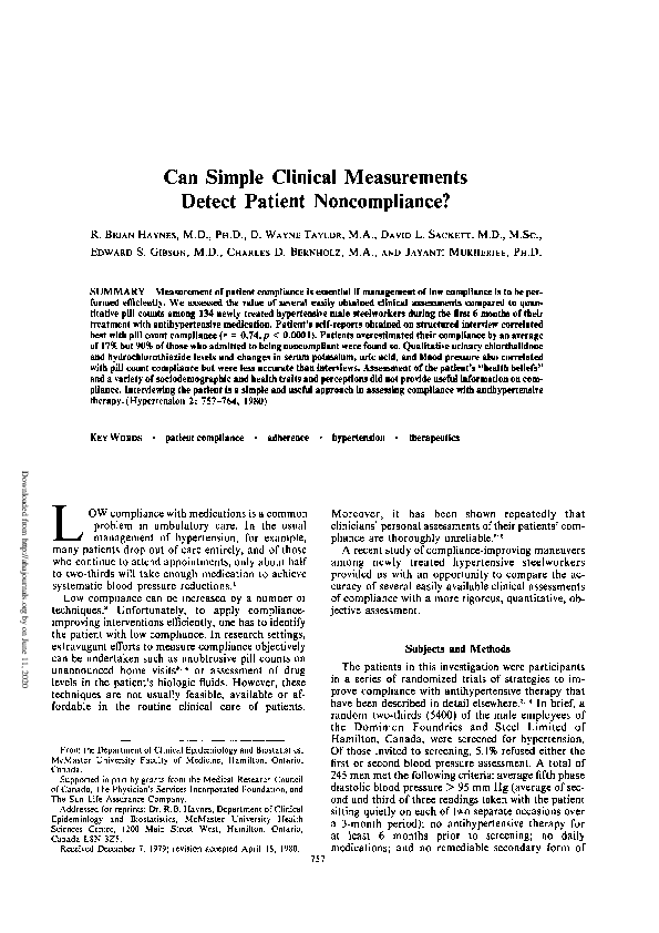 (PDF) Can simple clinical measurements detect patient noncompliance?