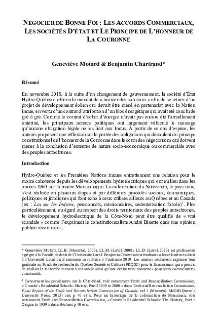 (PDF) Négocier de Bonne Foi: les accords commerciaux, les sociétés d'État et le principe de l ...