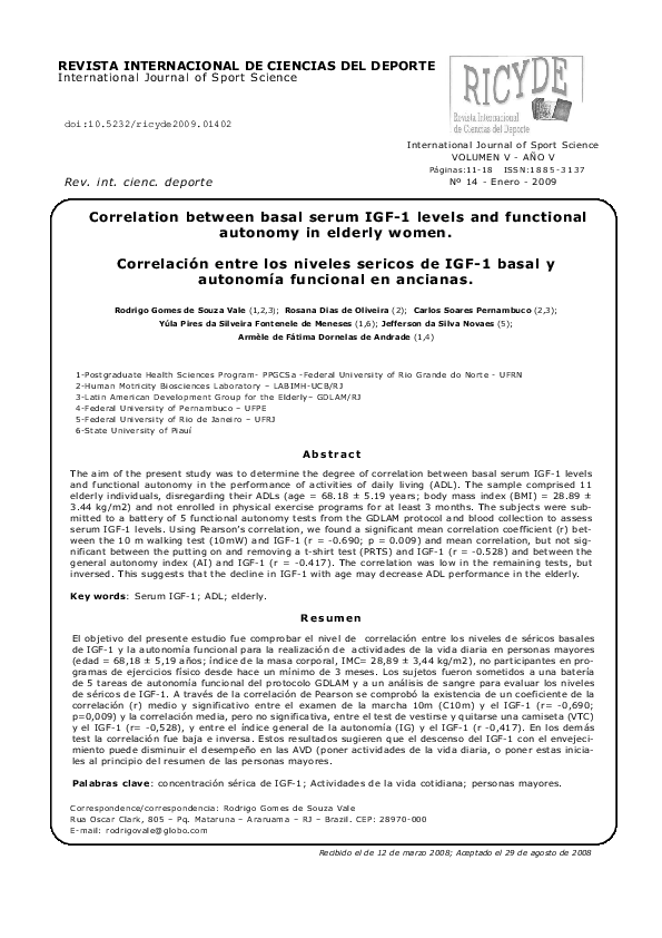 (PDF) Correlation between basal serum IGF-1 levels and functional ...