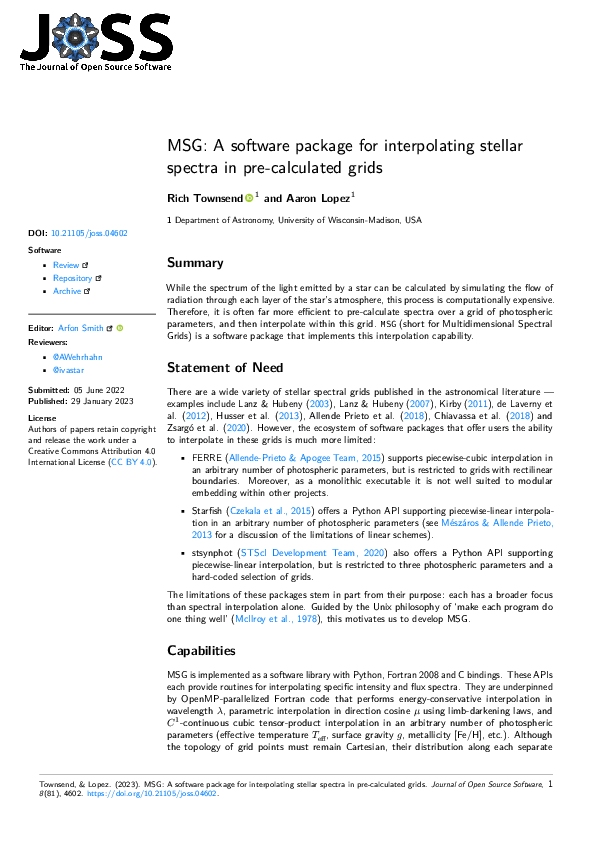 (PDF) MSG: A software package for interpolating stellar spectra in pre ...