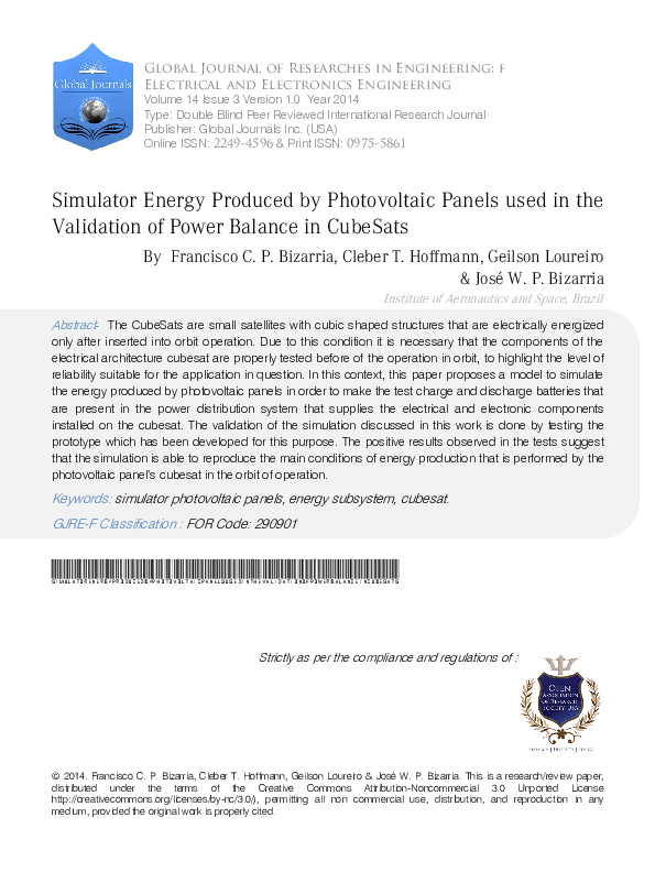 (PDF) Simulator Energy Produced by Photovoltaic Panels used in the Validation of Power Balance ...