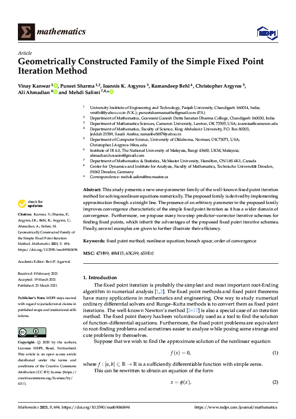 (PDF) Geometrically Constructed Family of the Simple Fixed Point ...