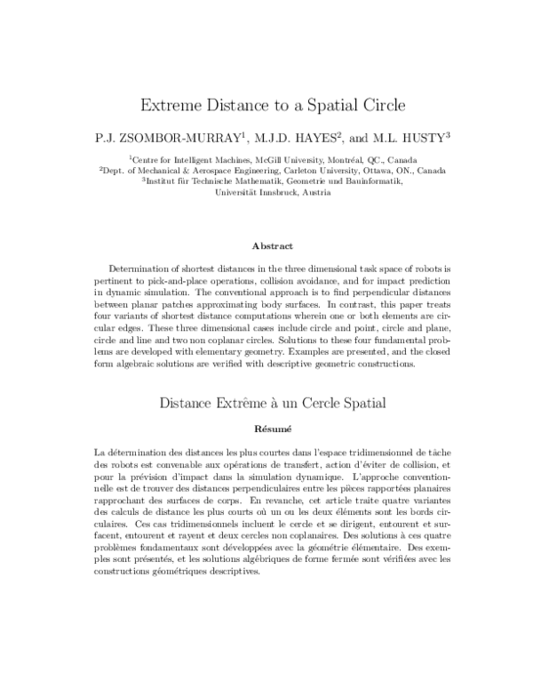 (PDF) Extreme Distance to a Spatial Circle