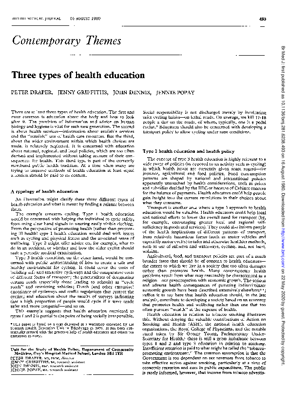 (PDF) Three types of health education