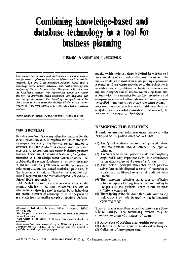 (PDF) Combining knowledge-based and database technology in a tool for ...