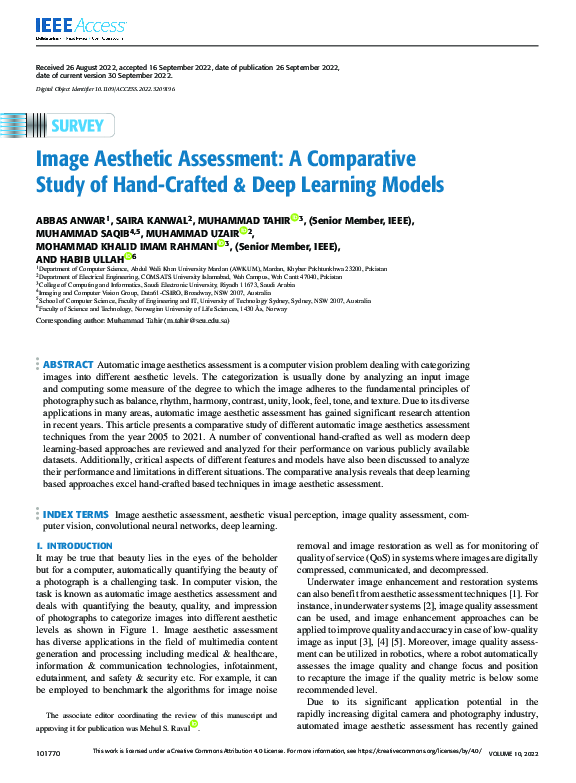 (PDF) Image Aesthetic Assessment: A Comparative Study of Hand-Crafted ...
