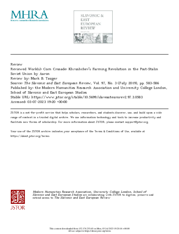 (PDF) Hale-Dorrell , Aaron Corn Crusade: Khrushchev's Farming ...