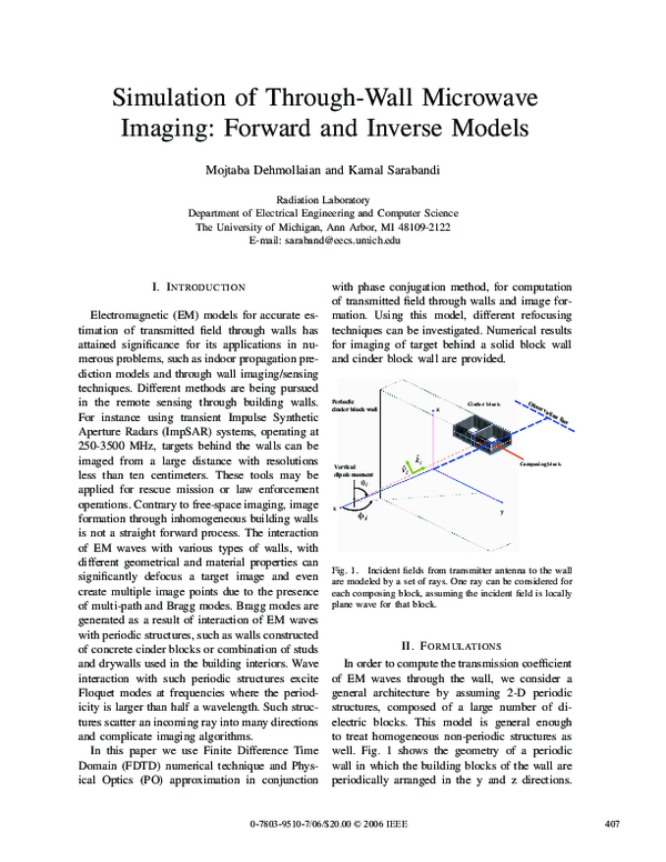 (PDF) Simulation of Through-Wall Microwave Imaging: Forward and Inverse ...
