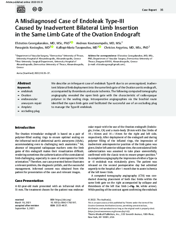 (PDF) A Misdiagnosed Case of Endoleak Type-III Caused by Inadvertent ...
