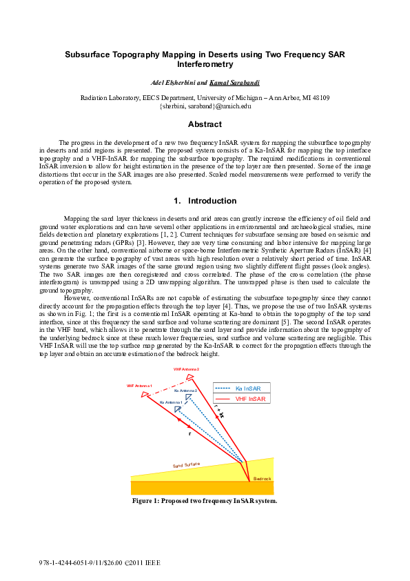 (PDF) Subsurface topography mapping in deserts using two frequency SAR interferometry