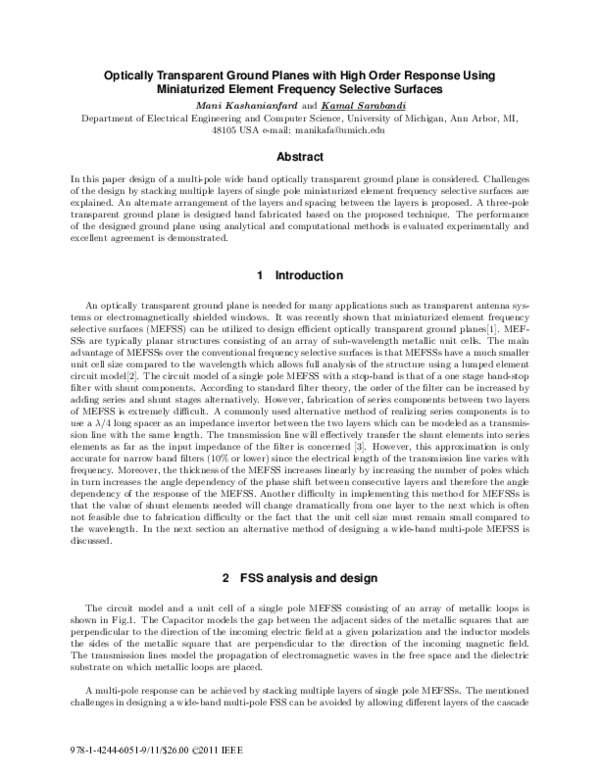 (PDF) Optically transparent ground planes with high order response ...