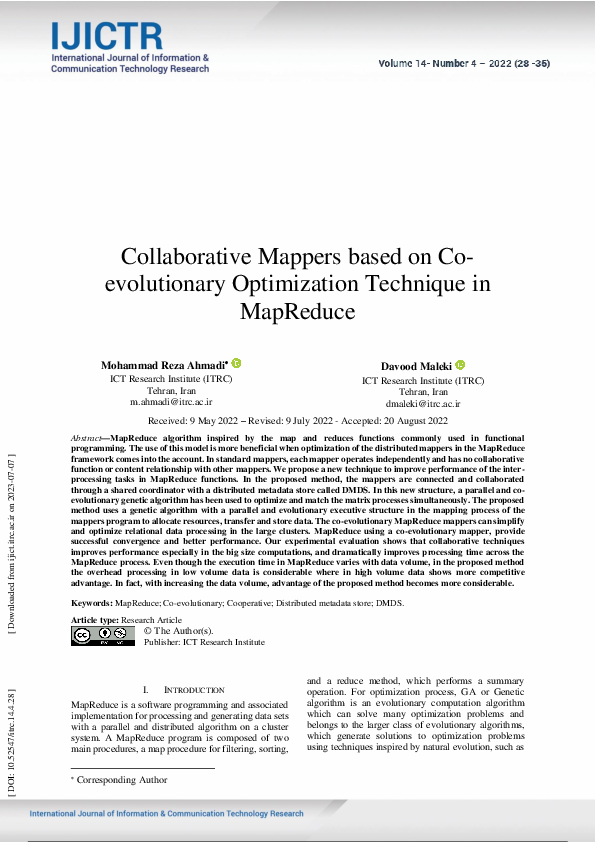 (PDF) Collaborative Mappers based on Co-evolutionary Optimization Technique in MapReduce