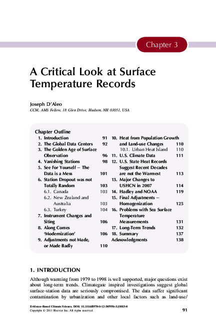 (PDF) A Critical Look at Surface Temperature Records