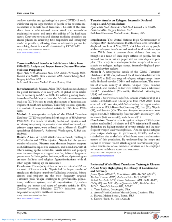 (PDF) Prehospital Whole Blood Transfusion Training in Ukraine: A Case ...