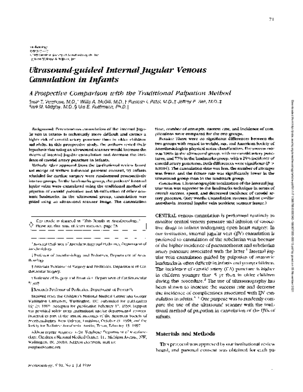 (PDF) Ultrasound-guided Internal Jugular Venous Cannulation in Infants