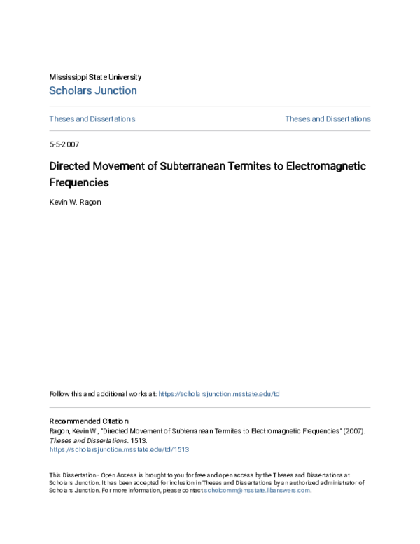 (PDF) Directed Movement of Subterranean Termites to Electromagnetic ...