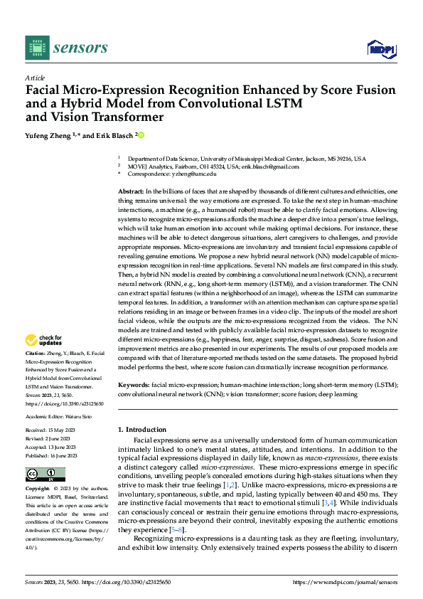 Pdf Facial Micro Expression Recognition Enhanced By Score Fusion And
