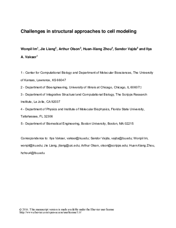 (PDF) Challenges in structural approaches to cell modeling | Sandor ...