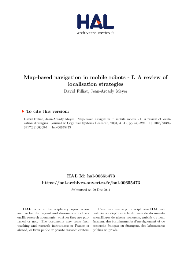 (PDF) Map-based navigation in mobile robots