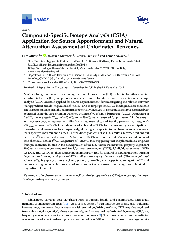 (PDF) Compound-Specific Isotope Analysis (CSIA) Application for Source Apportionment and Natural ...