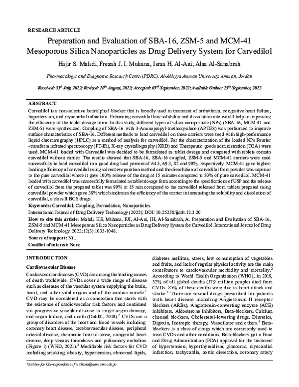 (PDF) Preparation and Evaluation of SBA-16, ZSM-5 and MCM-41 Mesoporous ...