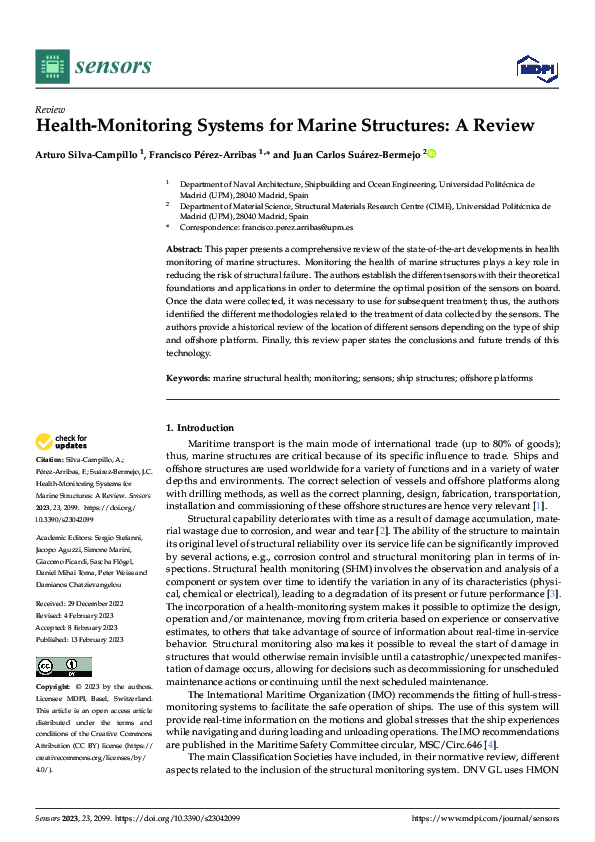 (PDF) Health-Monitoring Systems for Marine Structures: A Review