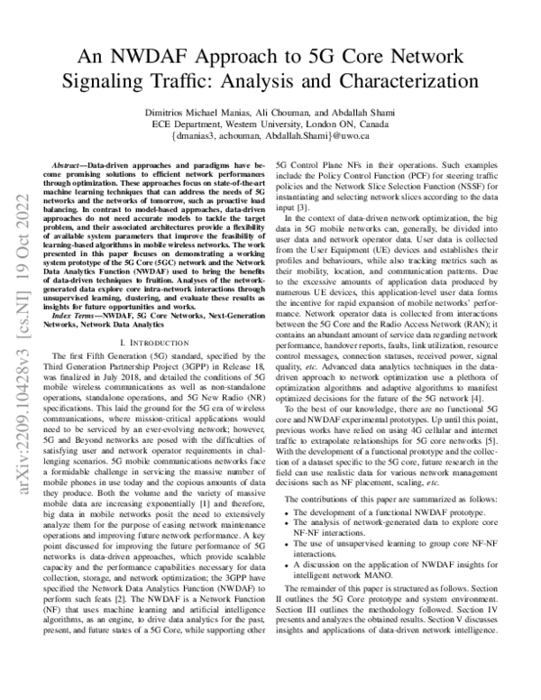 (PDF) An NWDAF Approach to 5G Core Network Signaling Traffic: Analysis and Characterization