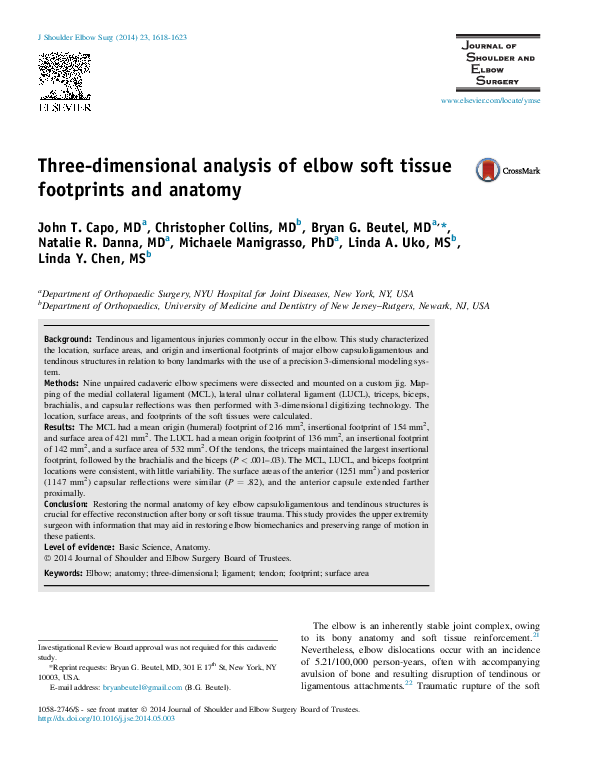 (PDF) Three-dimensional analysis of elbow soft tissue footprints and ...